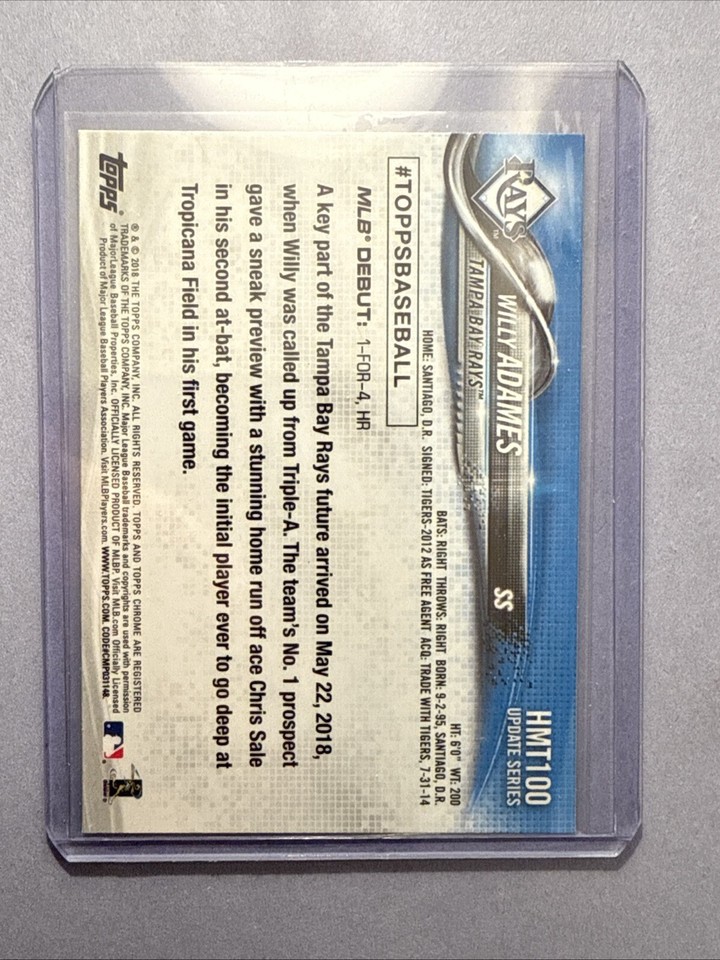 WILLY ADAMES 2018 Topps Chrome Update Mega Box Wily Adams Rookie Debut ...