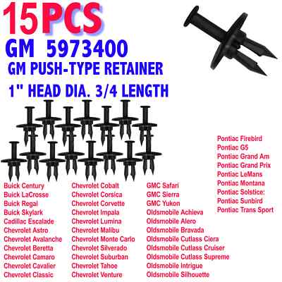 15pcs Fit GM 5973400 Bumper Pad Blind Rivets Fascia Retainer AUVECO ...
