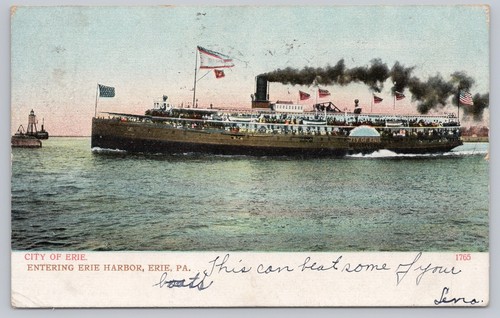 1907 Steamer City of Erie Pennsylvania Steamship Antique Postcard ...