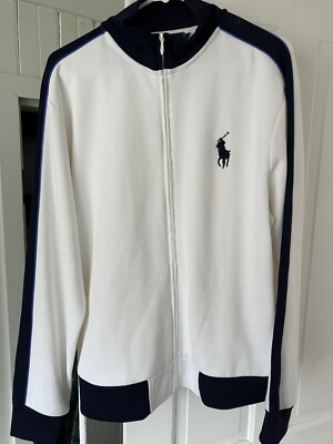 Polo Ralph Lauren Big Pony Track Jacket Size L White Navy | eBay