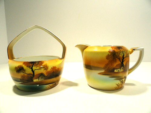 Noritake China Tree In The Meadow Creamer and Jam Jelly Pot | eBay