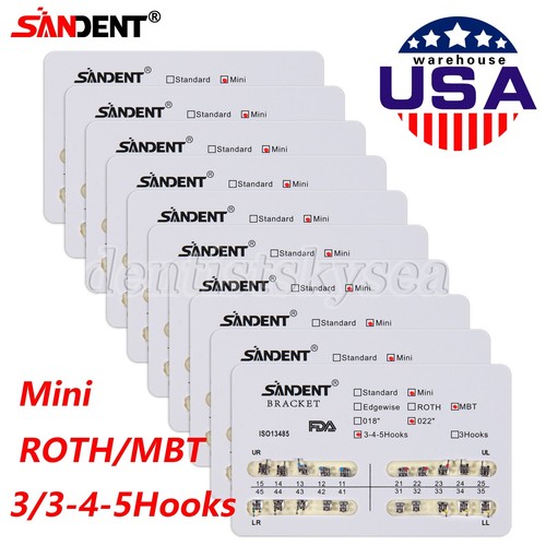 10-200Pack Orthodontic Dental Brackets Braces Mini Roth MBT.022 Slot ...