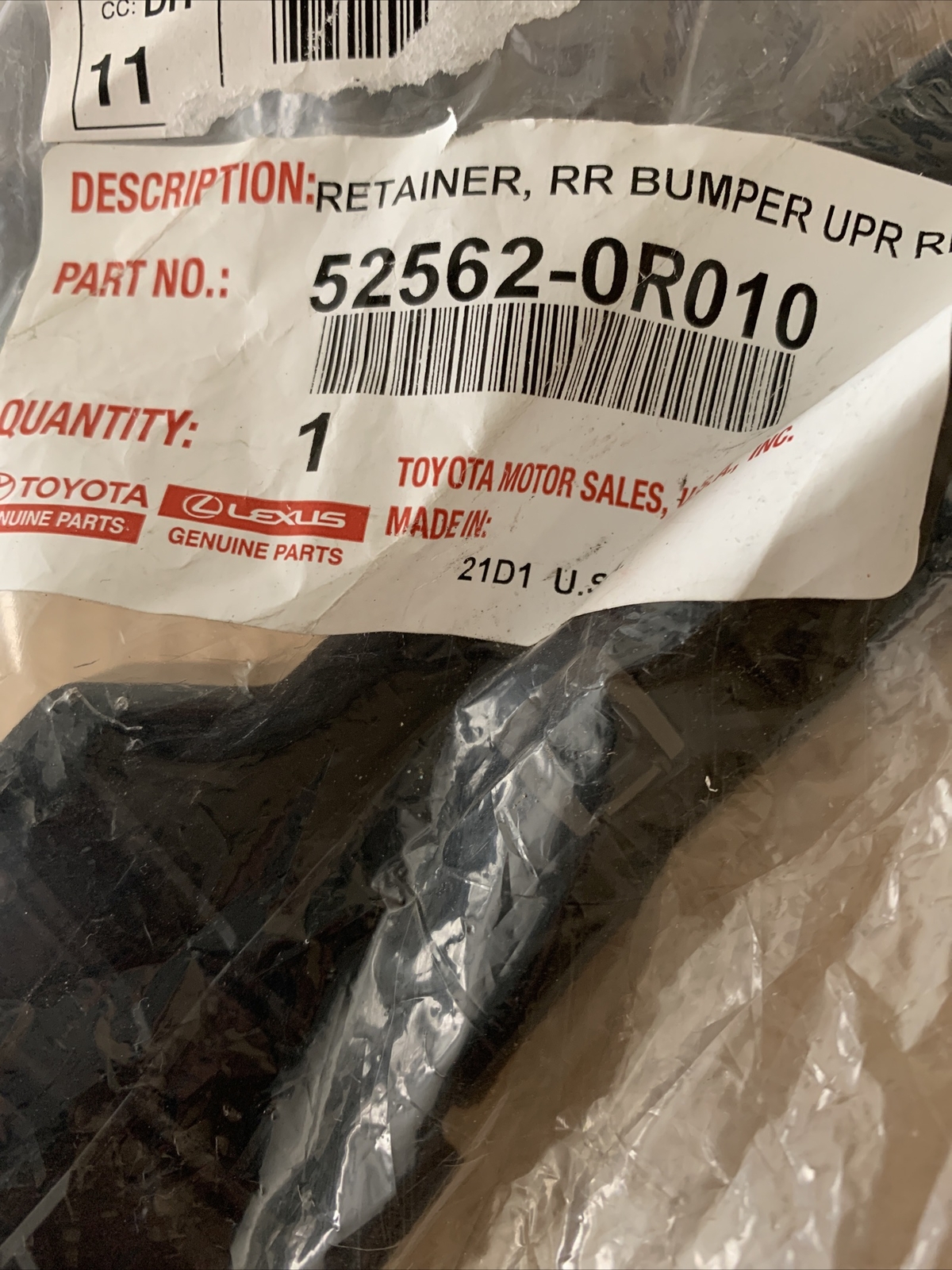 2006 - 2012 Toyota RAV4 Passenger Rear Bumper Upper Retainer 52562 ...