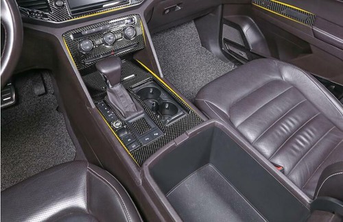 For VW Atlas 2018-2021 Real Carbon Fiber Middle Console Gear Shift ...
