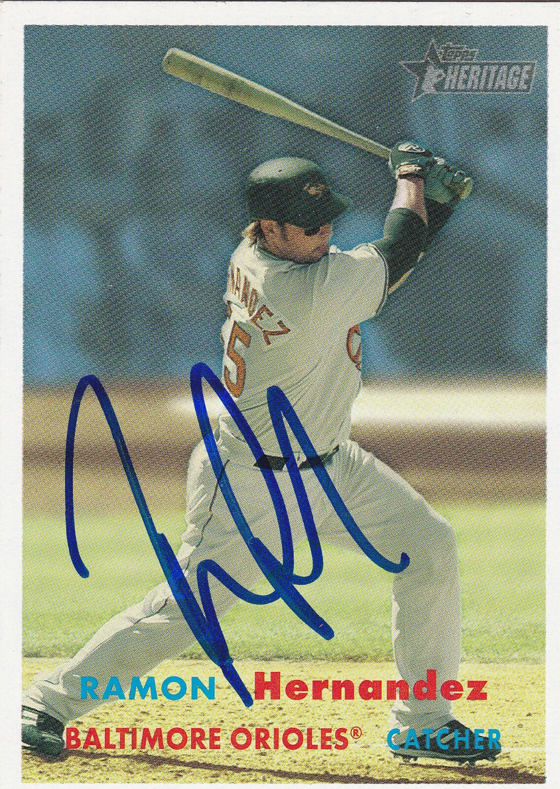 RAMON HERNANDEZ BALTIMORE ORIOLES SIGNED CARD REDS ROCKIES A'S DODGERS ...