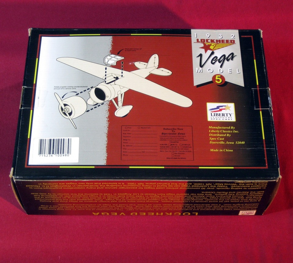 1932 Lockheed VEGA Model 5 NEW Liberty Classic SPEC Die CAST Airplane ...