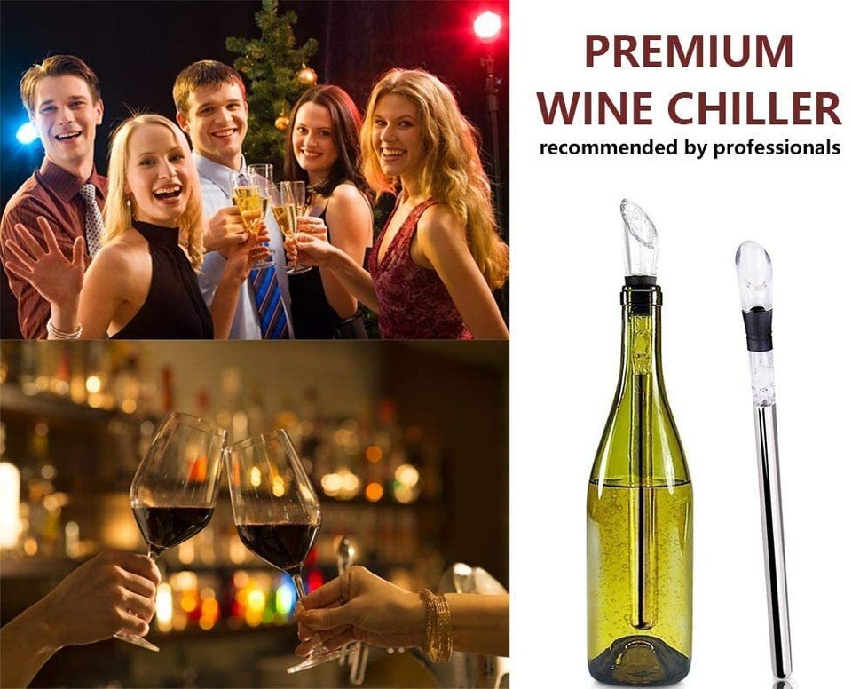 Stainless Steel Wine Chiller Sticker Chill Ice Cold Pourer Spout ...