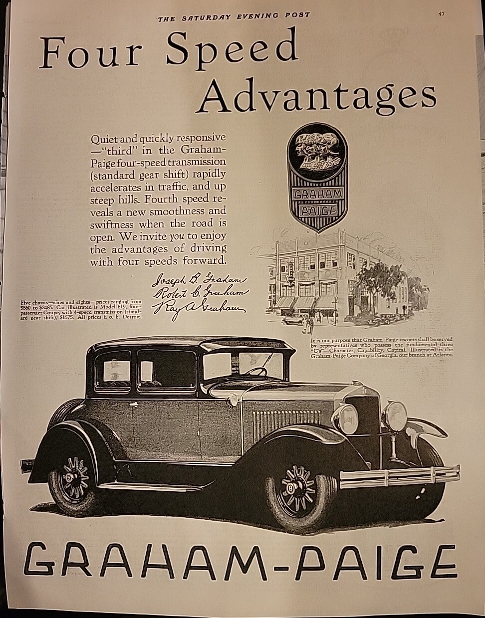 1928 Graham Car Four Speed Advantages vintage original Ad | eBay