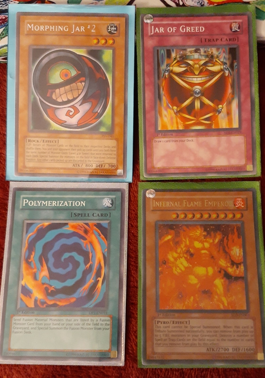 Yugioh Morphing Jar #2; Jar of Greed; Polymerization; Infernal Flame E ...