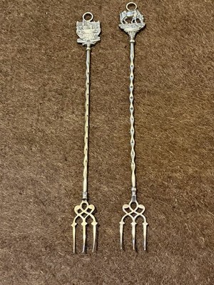 Two Vintage Brass Toasting Forks Exmoor Pony & St Peter Port Guernsey ...