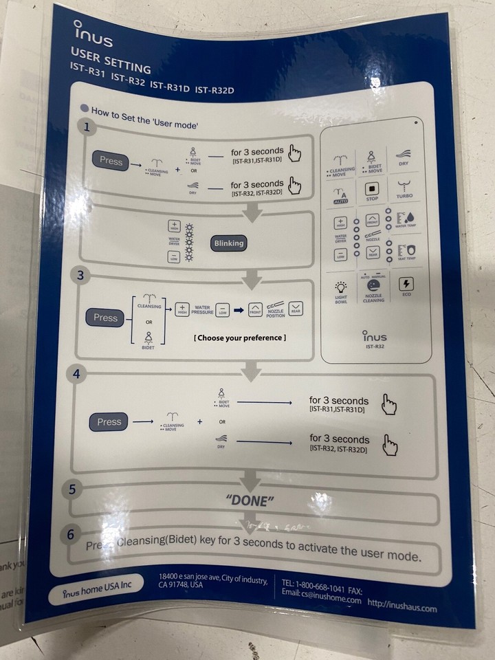 Inus Home USA R32 Elongated Bidet White | eBay