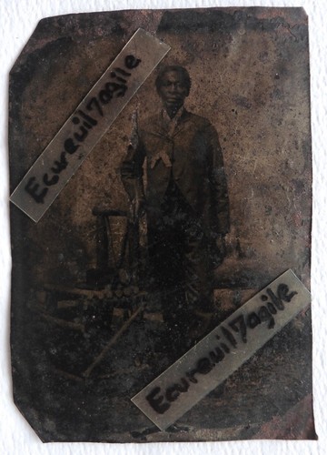 AFRICAN AMERICAN FERROTYPE tintype 1/6 black man afro-américain D923 | eBay