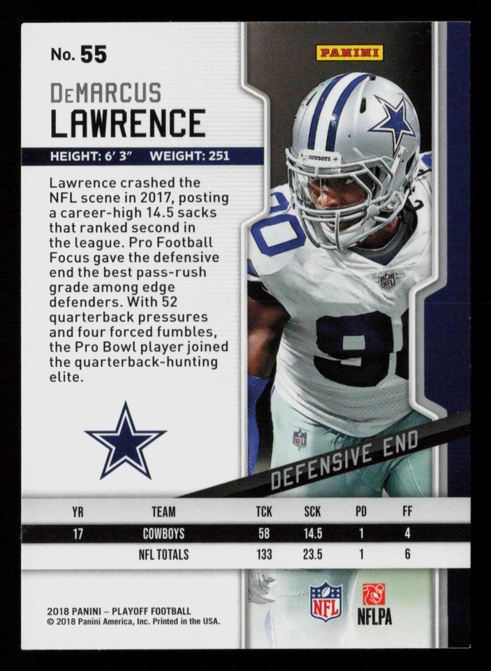 2018 Panini Playoff #55 DeMarcus Lawrence Dallas Cowboys Football Card ...