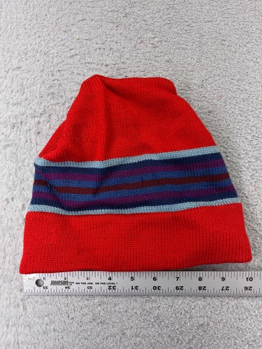 Wigwam Beanie Toque Adult One Size Red Blue Stripe Knit Wool Made USA ...