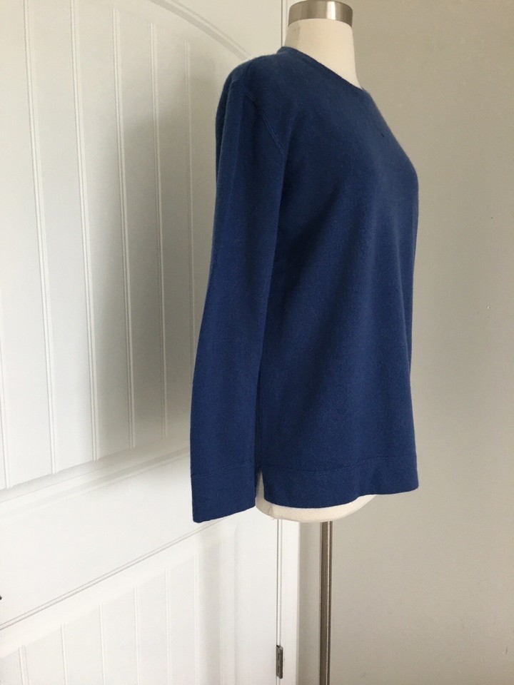 GRAYSON DUNN 100% CASHMERE BLUE CREWNECK SWEATER SIZE L MADE IN HONG ...
