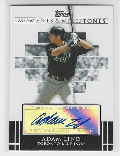 2008 Topps Moments & Milestones Milestone Autograph #MA-AL ADAM LIND ...