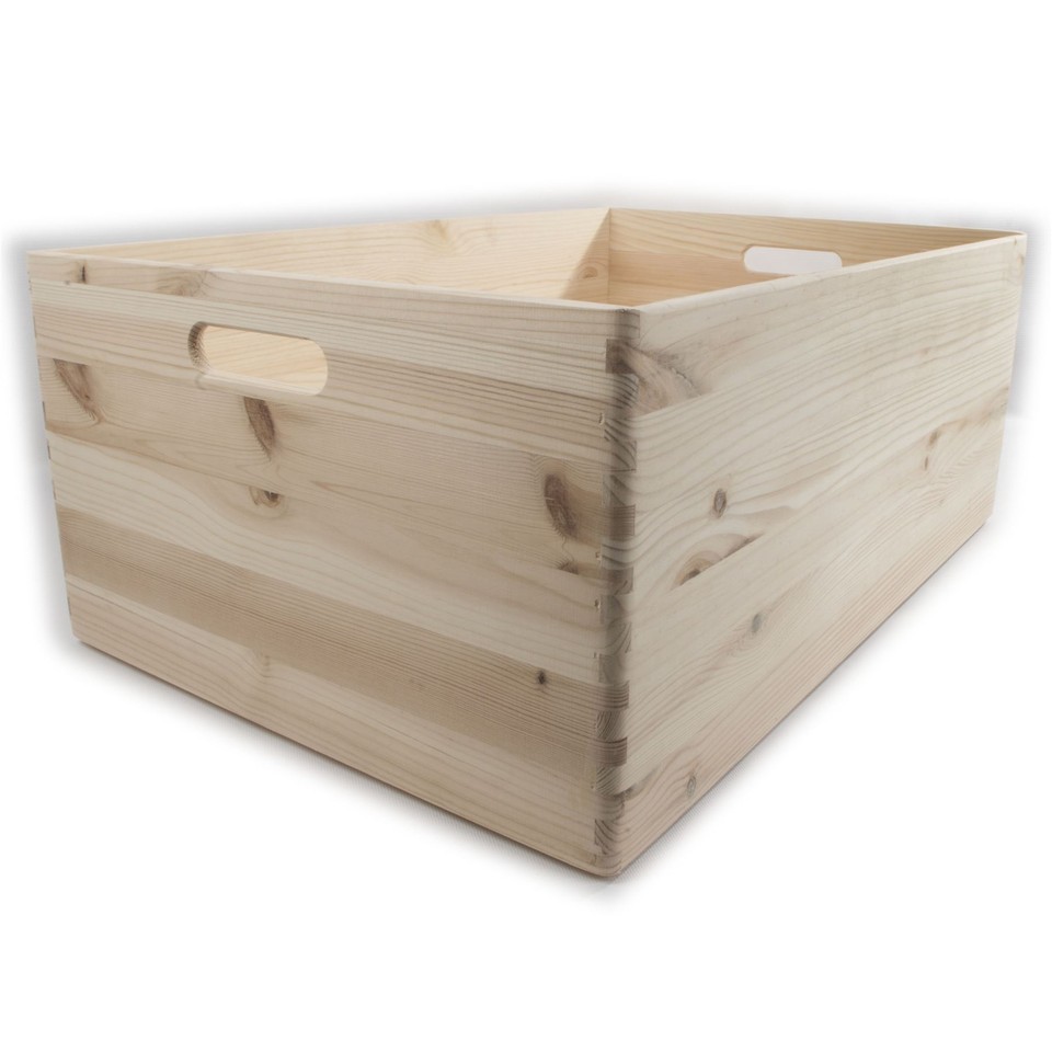 Extra Large Trunk Wooden Storage Toy Box Open Non-lidded Crate Craft ...