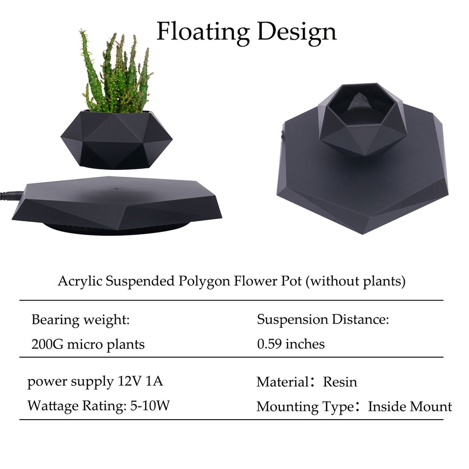 Smart Levitating Flower Plant Pot Home Decor Hovering Floating Magnic ...