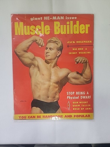 1954 April MUSCLE BUILDER Jack Delinger Gain Weight Grow Taller (CP2 ...
