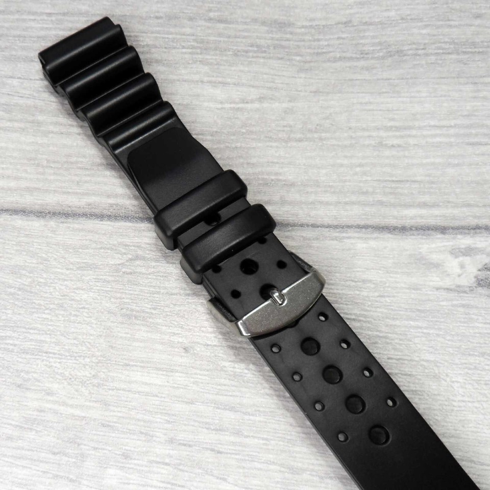 Long Divers Watch Strap PVC Rubber style Black XL 18 20 22 24mm ...