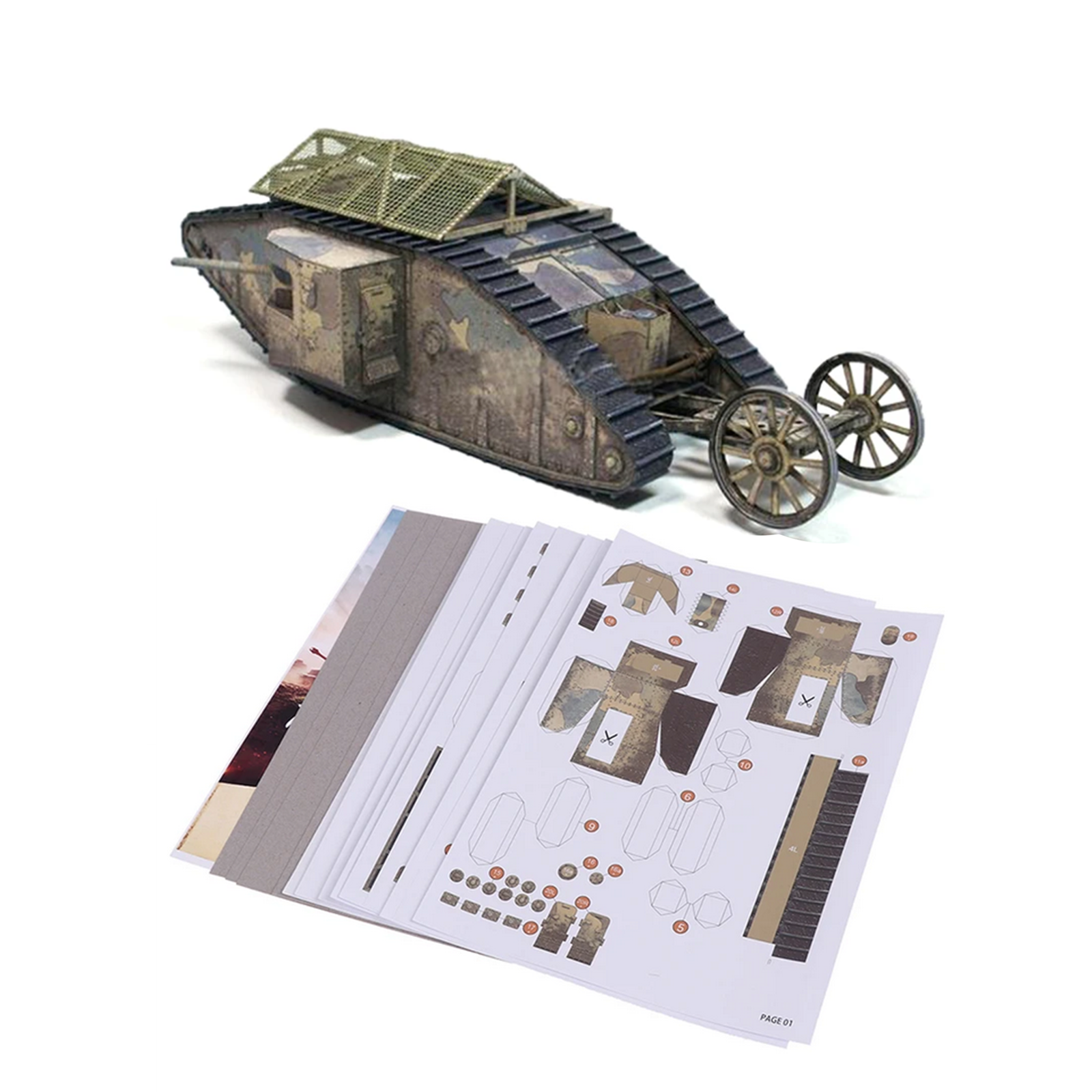 1:35 Scale WWI British Mark.I Male Tank Paper Model DIY Unassembled ...