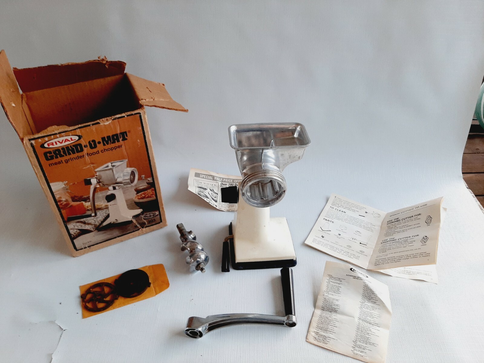 RIVAL Grind-o-Mat Meat Grinder Model 303 incomplete for parts | eBay