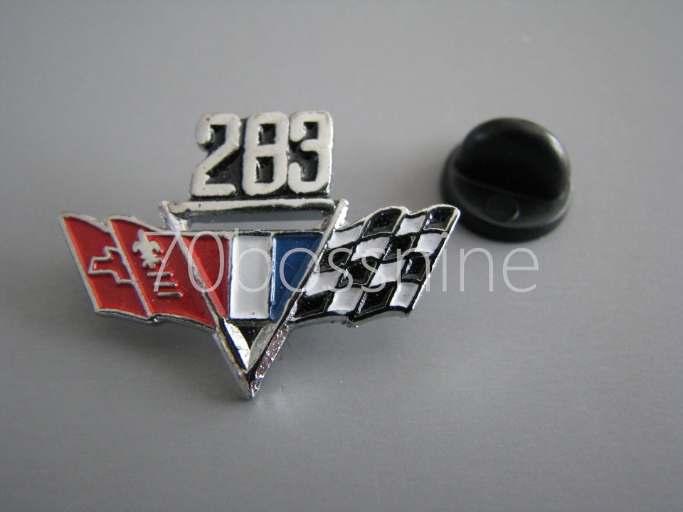 CHEVROLET CHEVY 283 ENGINE FLAGS LOGO 1 1/8" LOGO AUTOMOTIVE HAT PIN ...