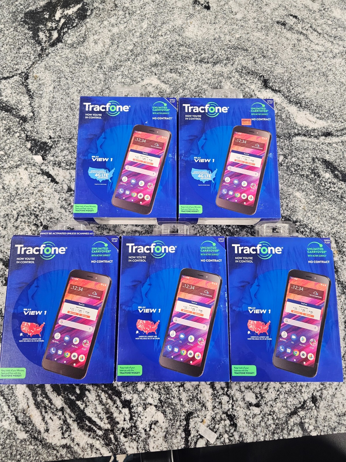 LOT OF 5: BLU View 1 - (B100DL) - Blue - (TracFone Locked)- New Sealed ...