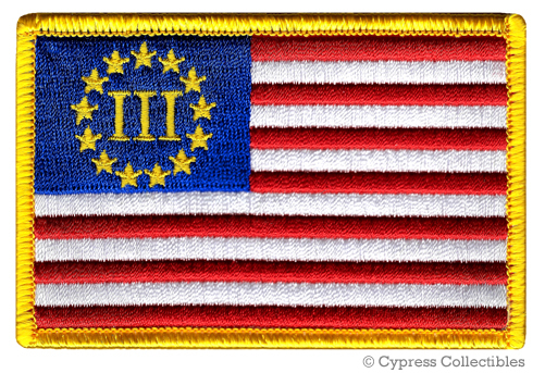 Three Percent Flag Iron-on Patch Embroidered III 3 Second Amendment Gun ...