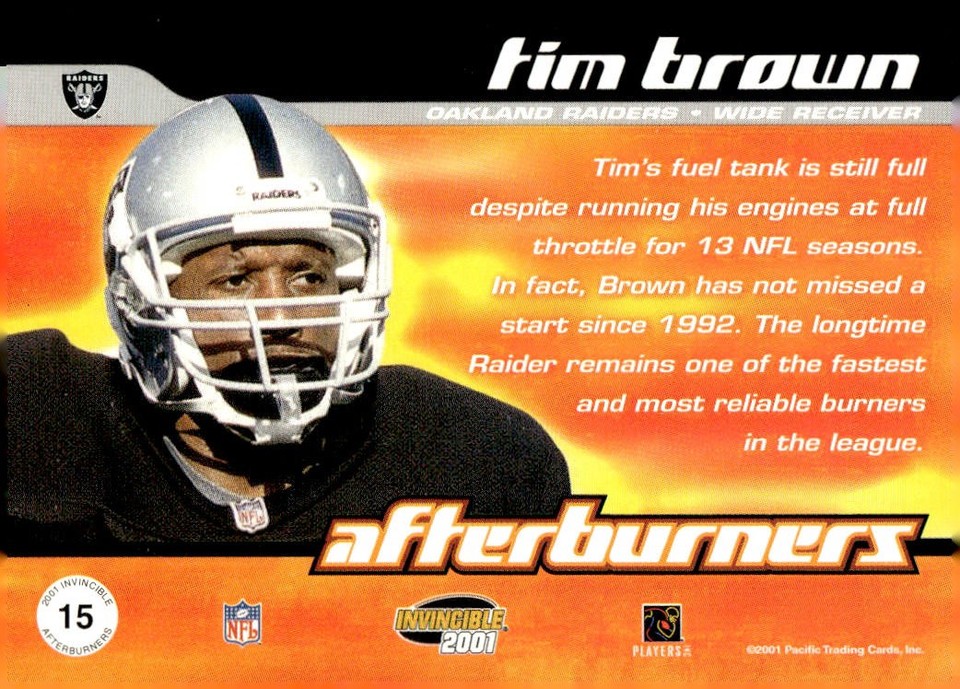 2001 Pacific Invincible #15 Tim Brown Afterburners #/2000 | eBay
