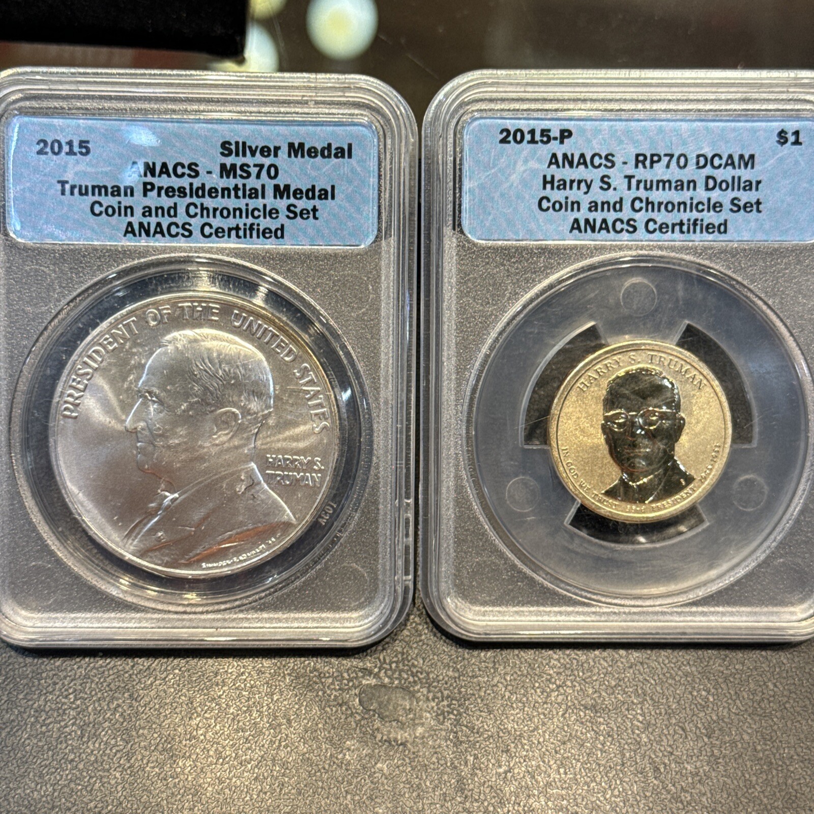 2015 HARRY TRUMAN COIN CHRONICLES 2 COIN SET ANACS MS70 & RP70 | eBay
