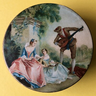 Antique German French Round Paper Candy Container Box Musical Classical ...