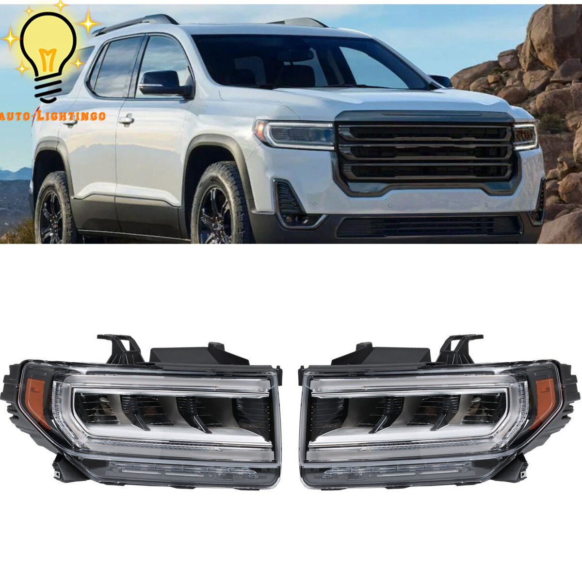 Chrome Headlights Full LED Assembly For 2020-2023 GMC Acadia AT4 Left ...