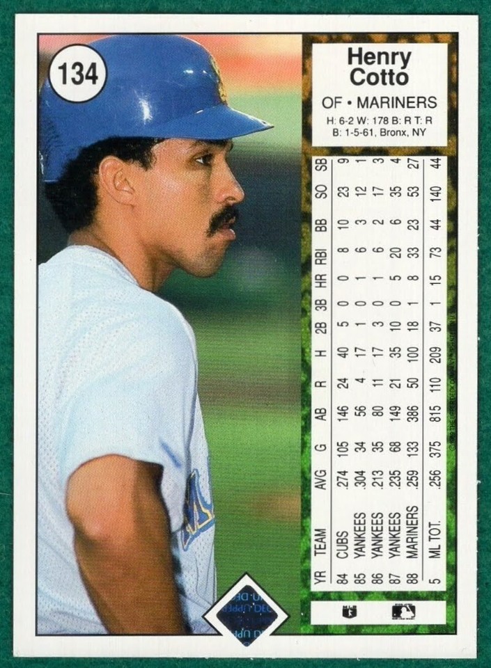 Henry Cotto - 1989 Upper Deck #134 - Seattle Mariners Baseball Card | eBay