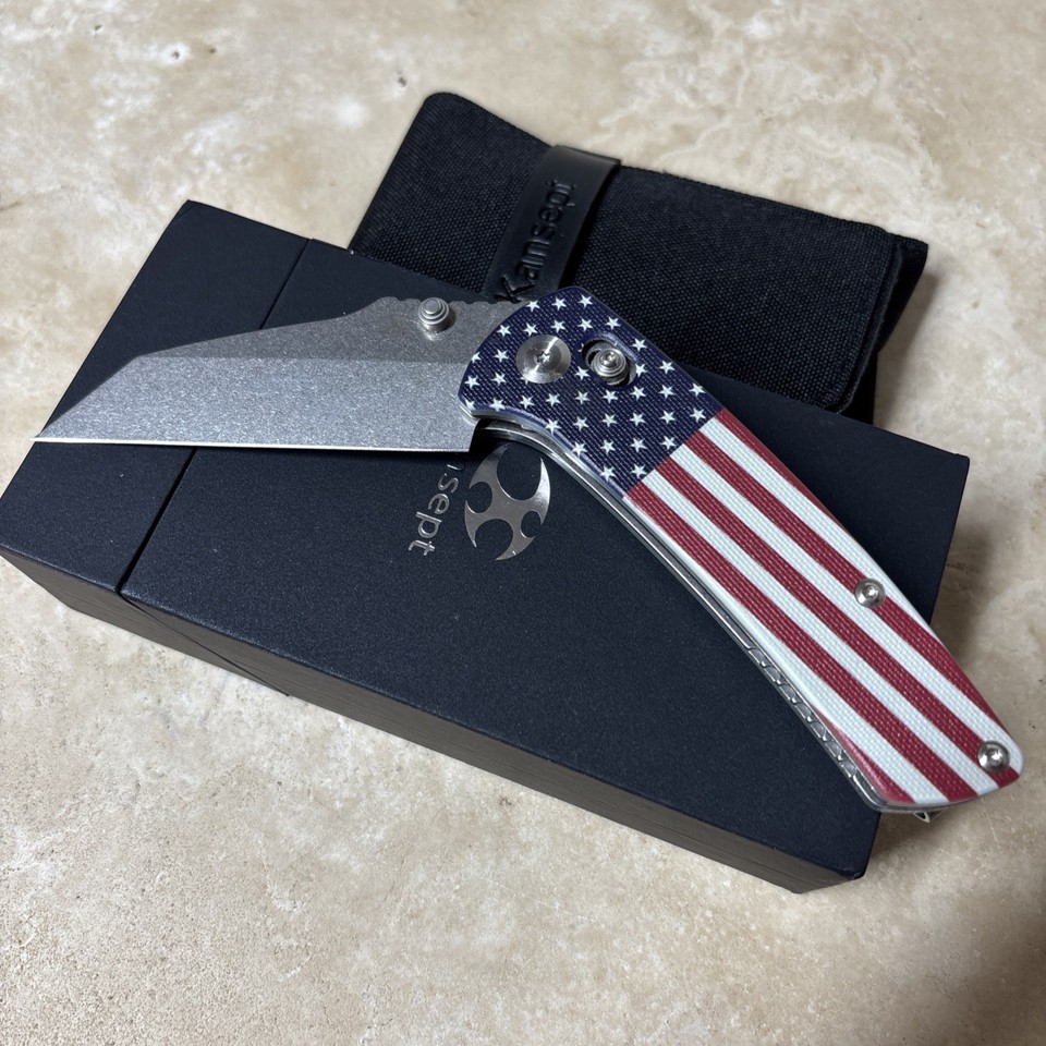 KANSEPT MAIN STREET EDC JADE G10 WITH AMERICAN FLAG HANDLE 154CM BLADE ...