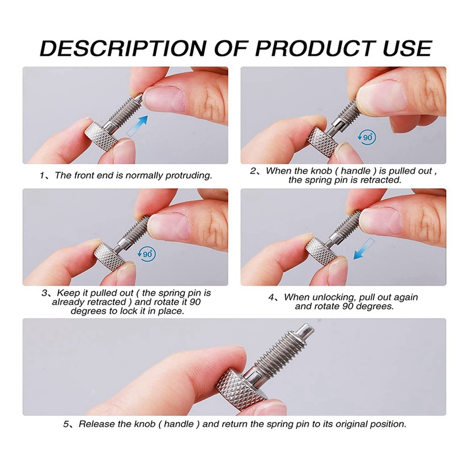 4 Pcs Hand Retractable Spring Plunger Stainless Steel Lock Out M6 Type ...