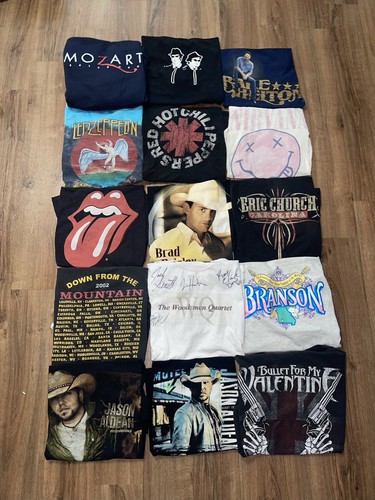 Band Shirt Lot of 15 Tour Shirts Tees Mix Sizes Reseller Bundle Country ...