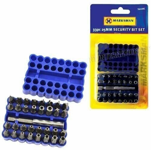 33PC SCREWDRIVER SECURITY BIT SET TAMPERPROOF HEX KEY SPANNER TORX TRI ...