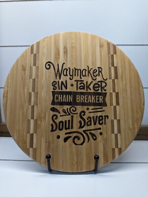 Religious Laser Engraved Bamboo Wood Kitchen Cutting Board 12 x 8 Round ...