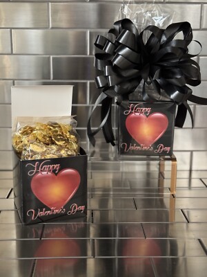 Valentines Day Werther’s Caramel Hard Candy Gift Box-Basket Black Bow ...