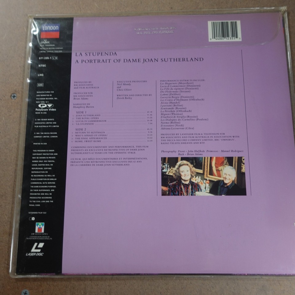 La Stupenda Portrait Of Dame Joan Sutherland Laserdisc Ld Movie | eBay