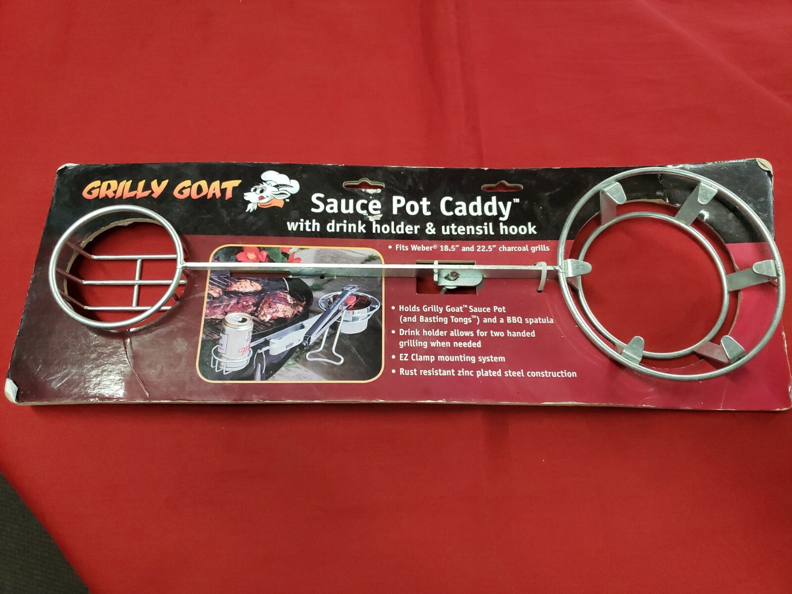 Grilly Goat Sauce Pot Caddy Drink Holder & Utensil Hook - Fits Weber ...