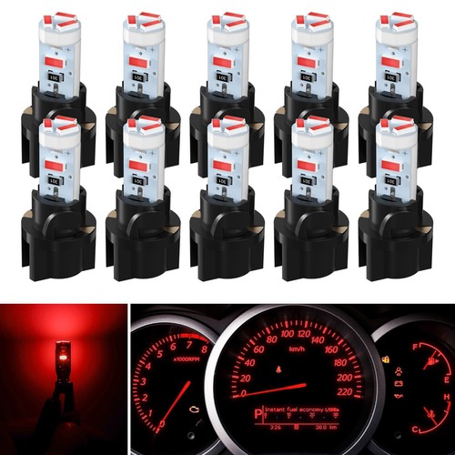 10pc Red T5 74 3014-SMD LED Instrument Panel Cluster Lights W/ Twist ...
