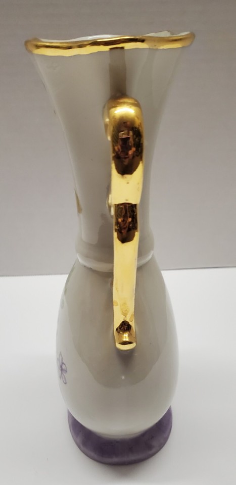 Trophy Vase Porcelain W Handpainted Floral Designs Vintage Gold Edge ...