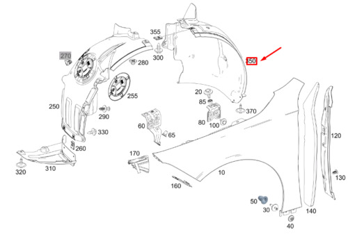 MERCEDES-BENZ A W177 FRONT LEFT INNER FENDER REAR PART A2476906500 NO🇺🇸 ...