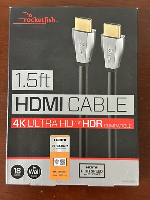 1.5ft HDMI Cable 4K Ultra HD & HDR Compatible by Rocketfish - New in ...