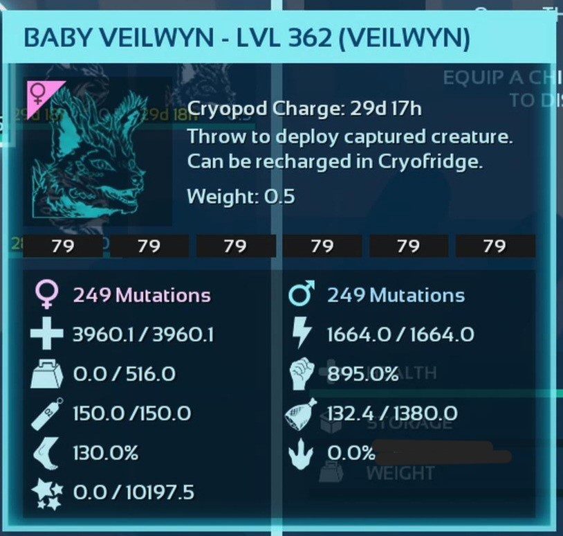 VEILWYN BLACK ID79 BABY PAIR TOP STATUS ARK ASCENDED PVE OFFICIAL PC ...