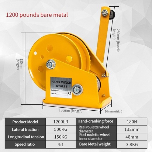 Hand Cranked Two-way Self-locking Traction Hoist with Brake Manual ...