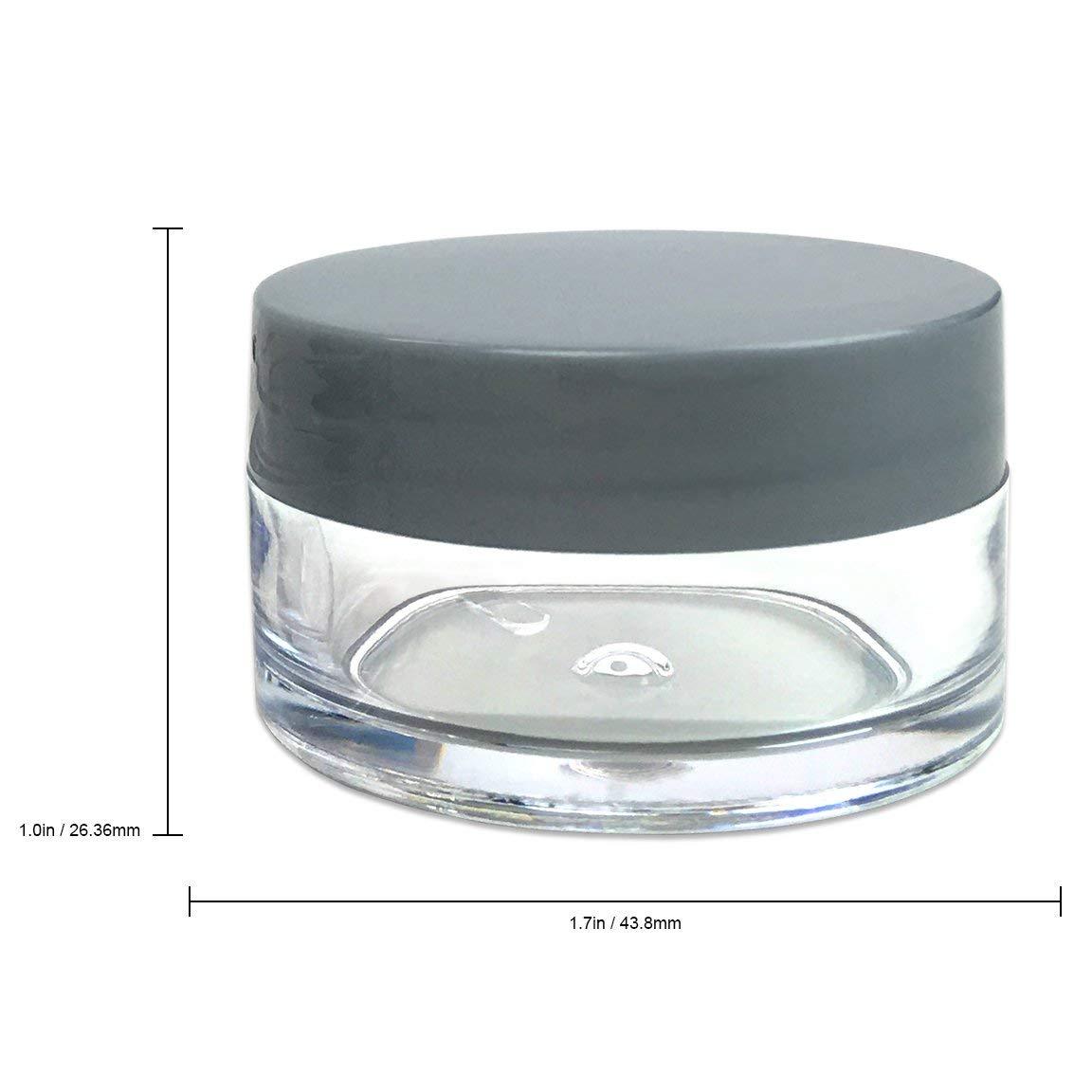 24 Pieces 20G/20ML Round Clear Cosmetic Cream Sample Jars Gray Lids BPA ...