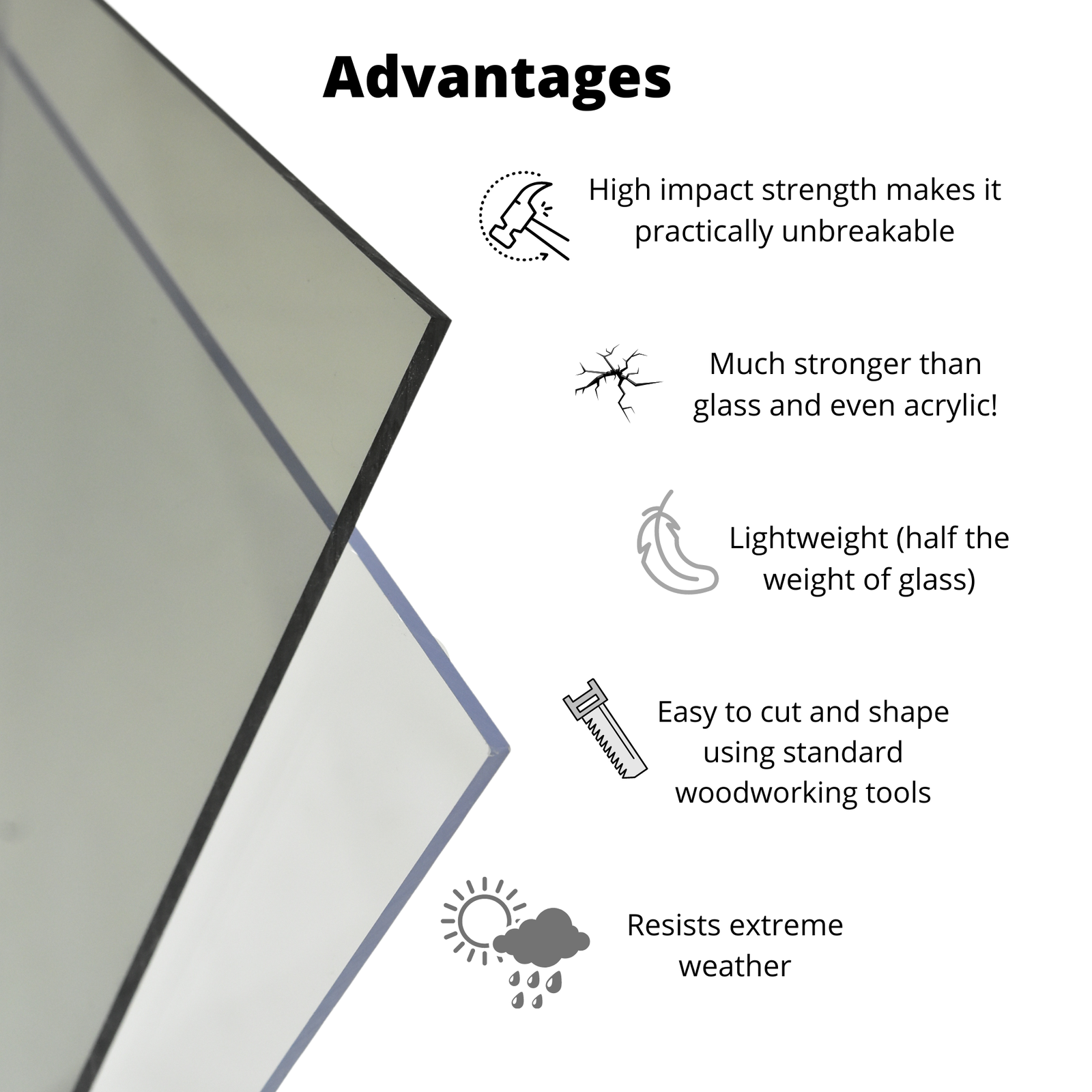 BuyPlastic 7130 Gray Polycarbonate Plastic Sheet 3/16" x 12" x 48 ...